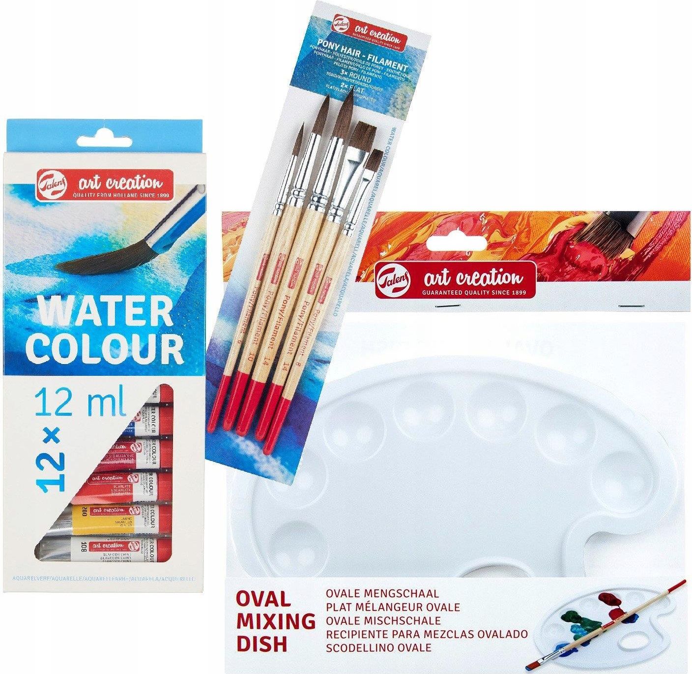 Zestaw Farby akwarel 12x12ml Pędzle Paletka Talens - Ceny i opinie ...