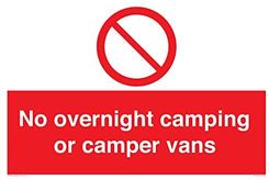 Viking Signs Znak 'No Overnight Camping Or Camper Vans' 600x400mm A2L ...