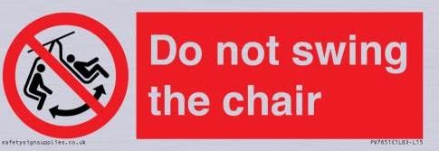 'Do not swing the chair Sign - 150 x 50 mm - L15 - Ceny i opinie - Ceneo.pl