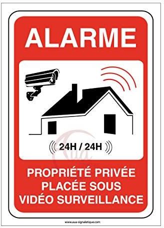 Aua Signaletique Panneau Propriété Privée Sous Alarme Vidéo Surveillance 24H /24 150X210mm ...