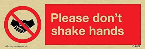 Viking Signs 'Please Not Shake Hands' Znak Plastikowy Półsztywny Złoty ...