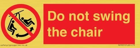 'Do not swing the chair Sign - 150 x 50 mm - L15 - Ceny i opinie - Ceneo.pl