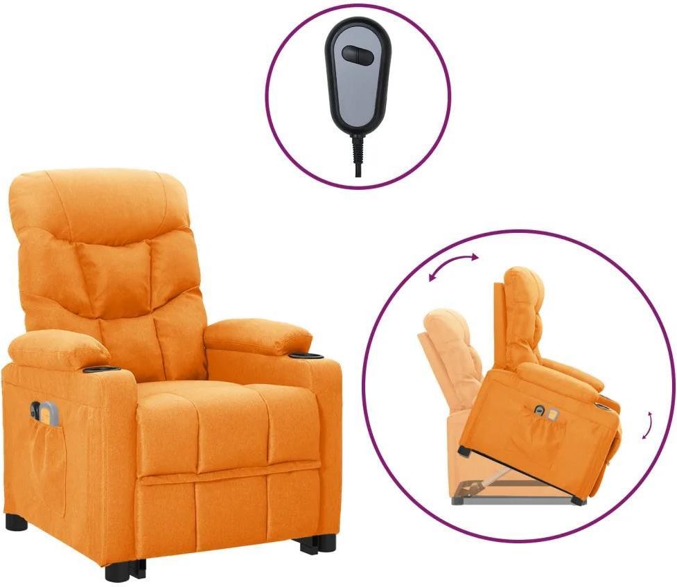 Vidaxl Podnoszony Fotel Masujący, Żółty, Obity Tkaniną 13452-3143300 ...