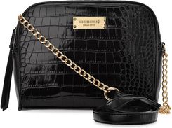 MONNARI ELEGANCKA LAKIEROWANA TOREBKA DAMSKA KLASYCZNA LISTONOSZKA NA ŁAŃCUSZKU Z WZOREM SKÓRY ...