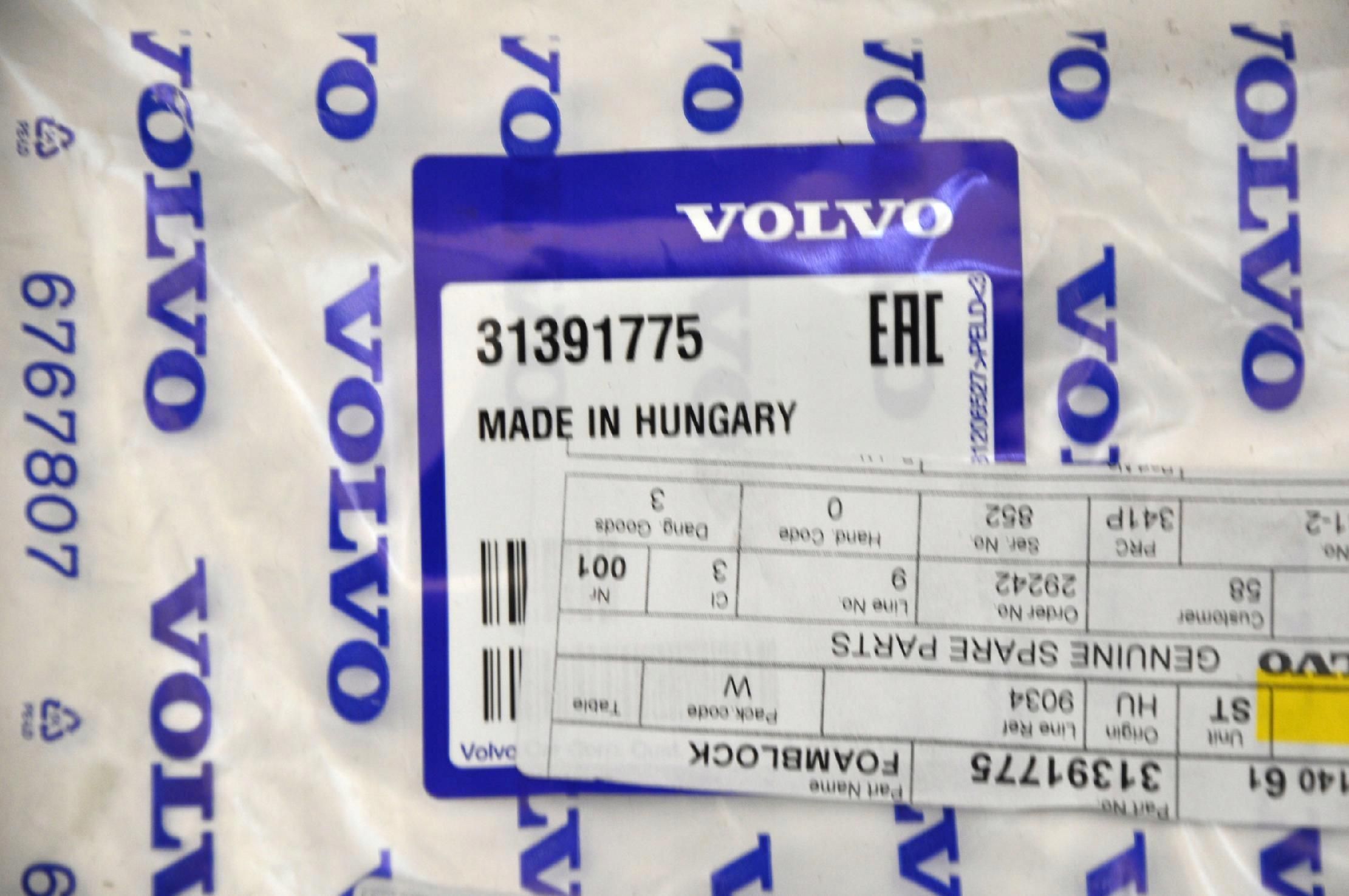 Błotnik samochodowy Volvo Poziome Wygłuszenie Lewego Błotnika 31391775 ...