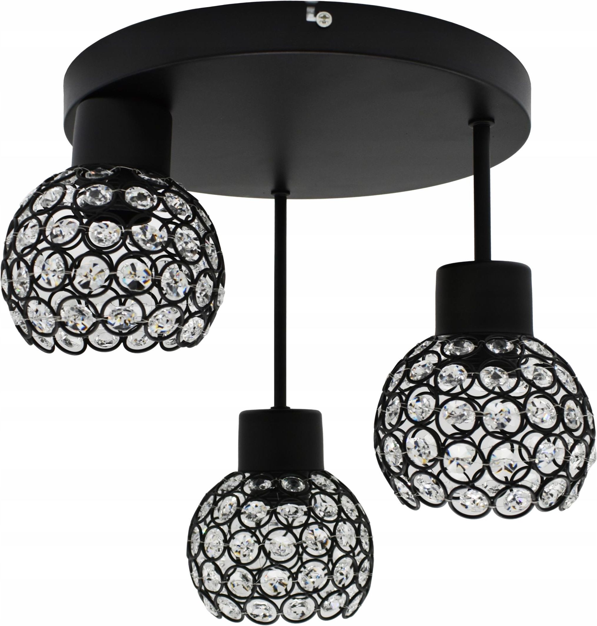 Tadex Lampa Sufitowa Plafon Nowoczesna Black Kryształowa (Poz3Z0038 ...