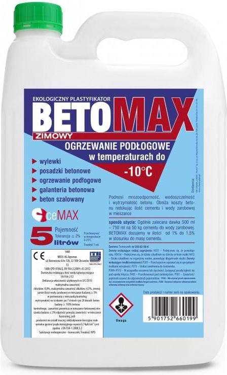 Betomax Plastyfikator Do Betonu Zimowy 5l - Opinie i ceny na Ceneo.pl