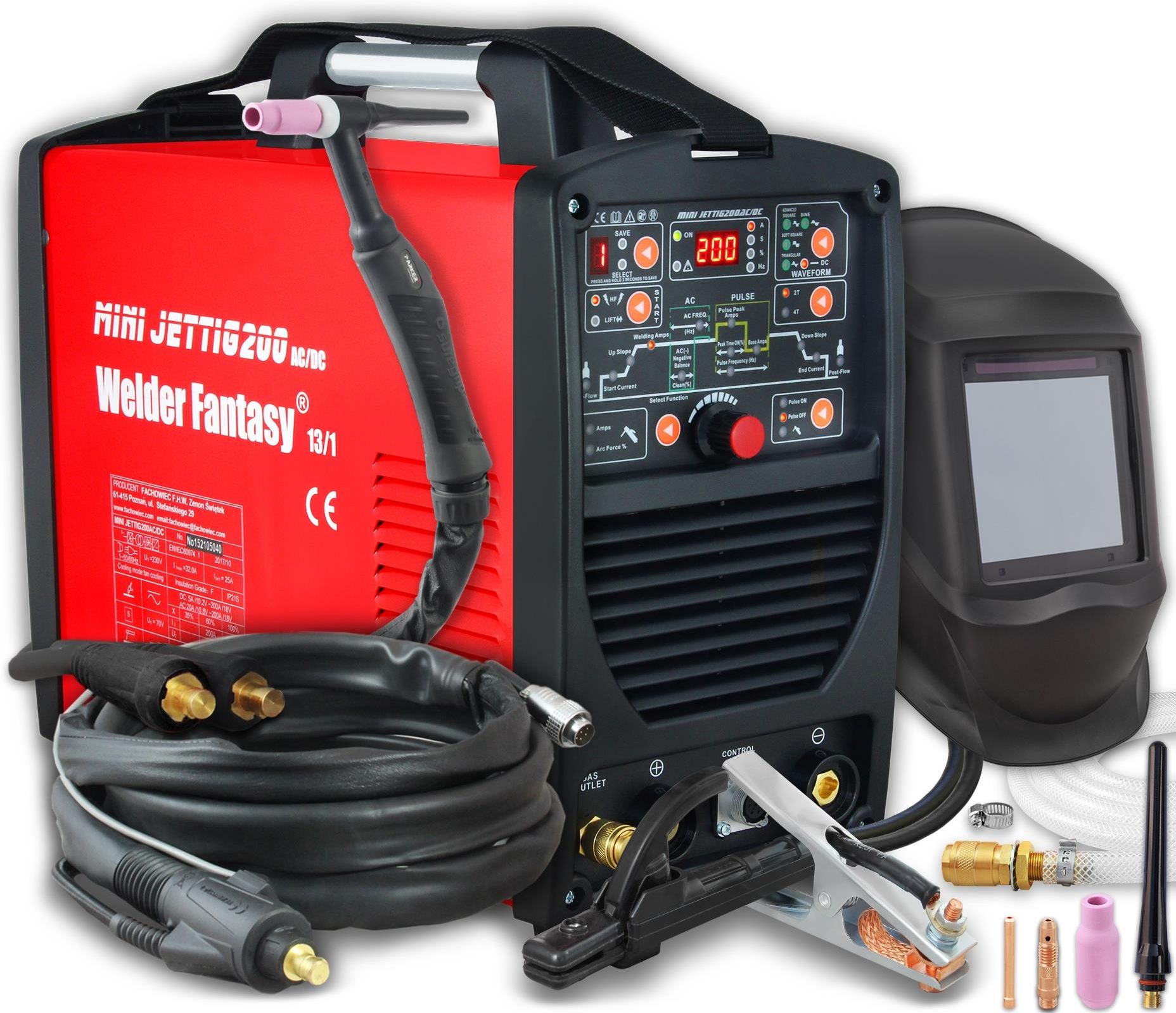 Spawarka Welder Fantasy Tig Spawarka Mini Jet 200 Ac/Dc Przyłbica 990T ...