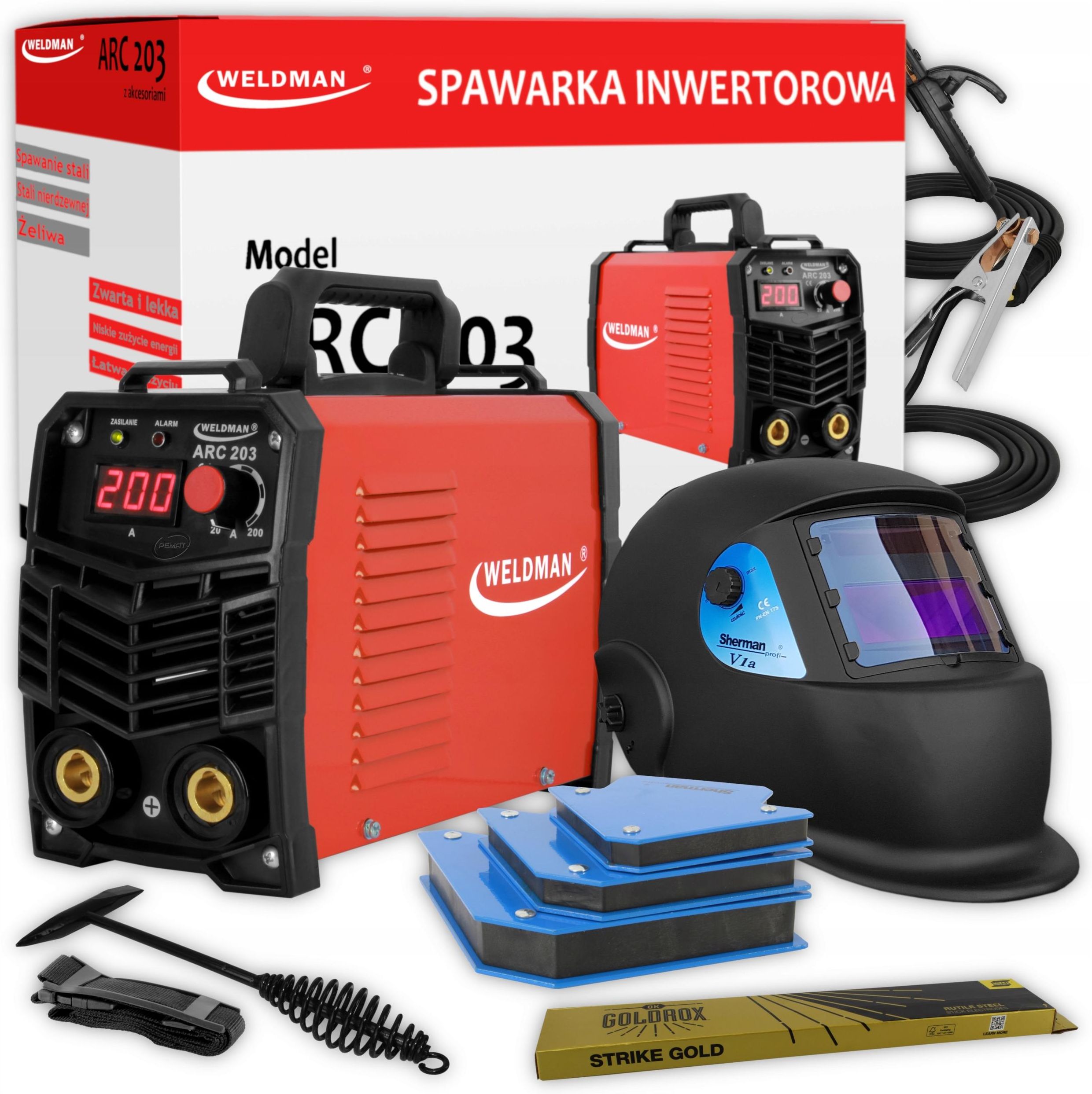 Spawarka Weldman Zestaw Spawarka Elektrodowa Arc 200A SET2103017 ...