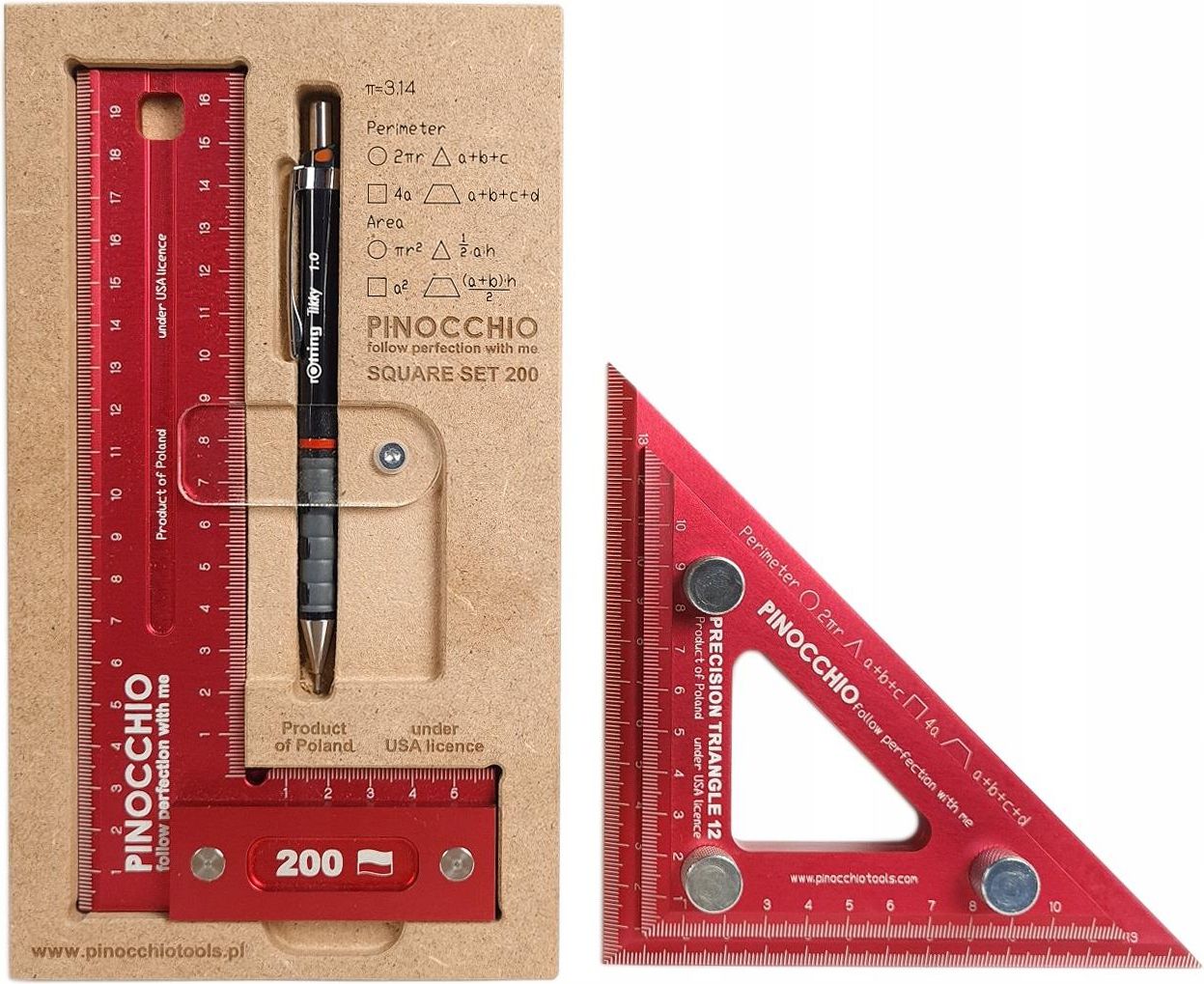 Pinocchio Tools Kątownik Square Set W Pudełku I Triangle 12/15 ...
