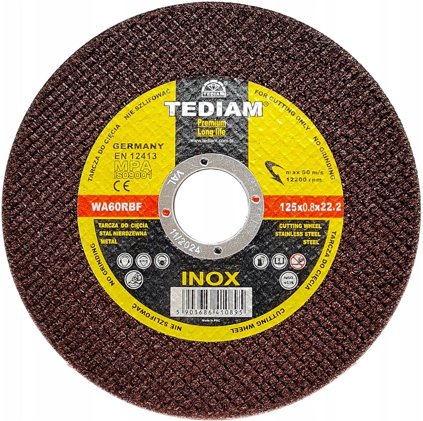 Tarcza tnąca Tediam Tarcza Do Cięcia Metal Inox 125X0,8 Premium ...