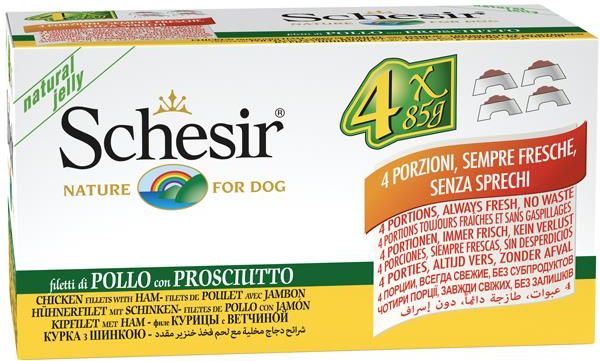 Karma Schesir Multipack Adult Kurczak I Szynka 4X85G - Ceny i opinie - Ceneo.pl