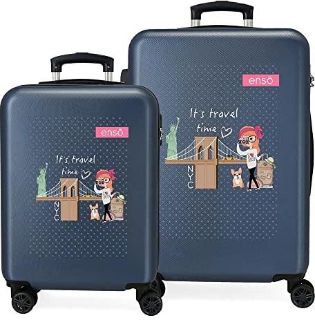 Enso Travel Time zestaw walizek, niebieski, 55/65 cm, sztywne ...