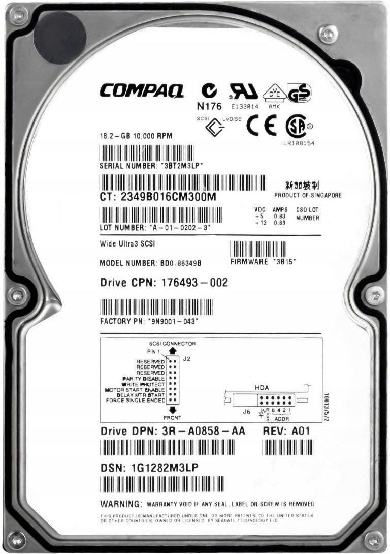 Dysk serwerowy HP COMPAQ 18GB WU3 10K 1 HOT PLUG DRIVE (176493-002 ...