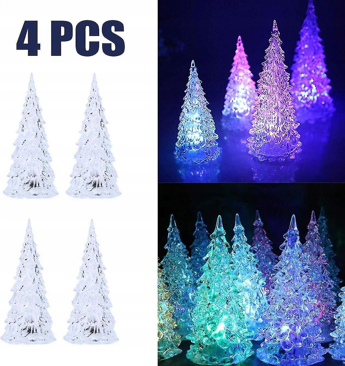 4 Pcs Led Light Up Christmas Trees, Mini 7D6B395A 7Dea 47D1 A8D7 ...