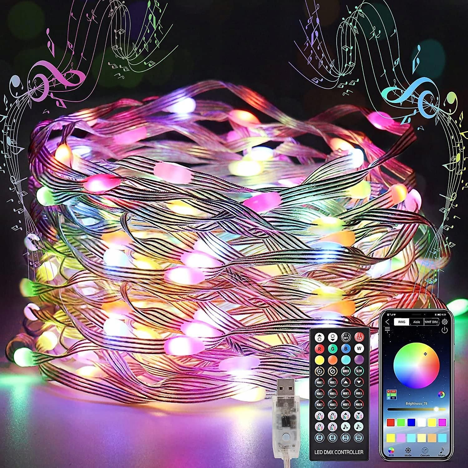 Outdoor Rgb String Lights, 10M 100 Led Multicolor E8893C2D 5D4E 4Bbb ...