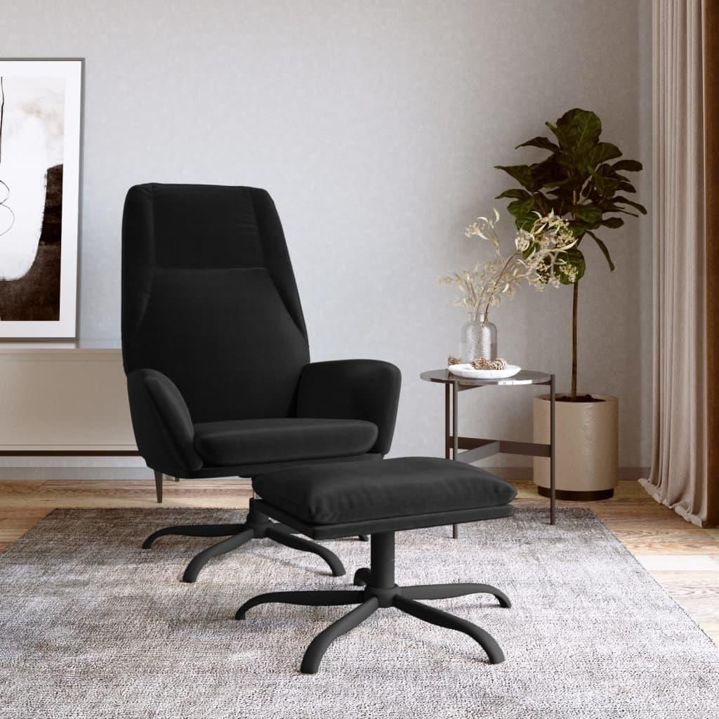 Vidaxl Fotel Z Podnóżkiem, Czarny, Obity Aksamitem 3097843 - Opinie i ...