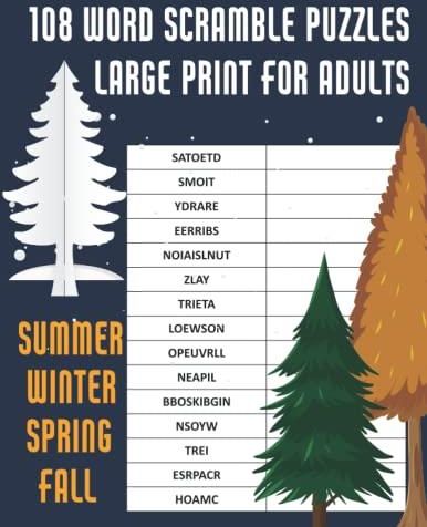 108 Word Scramble Puzzles Large Print For Adults: Over 1500 words to ...