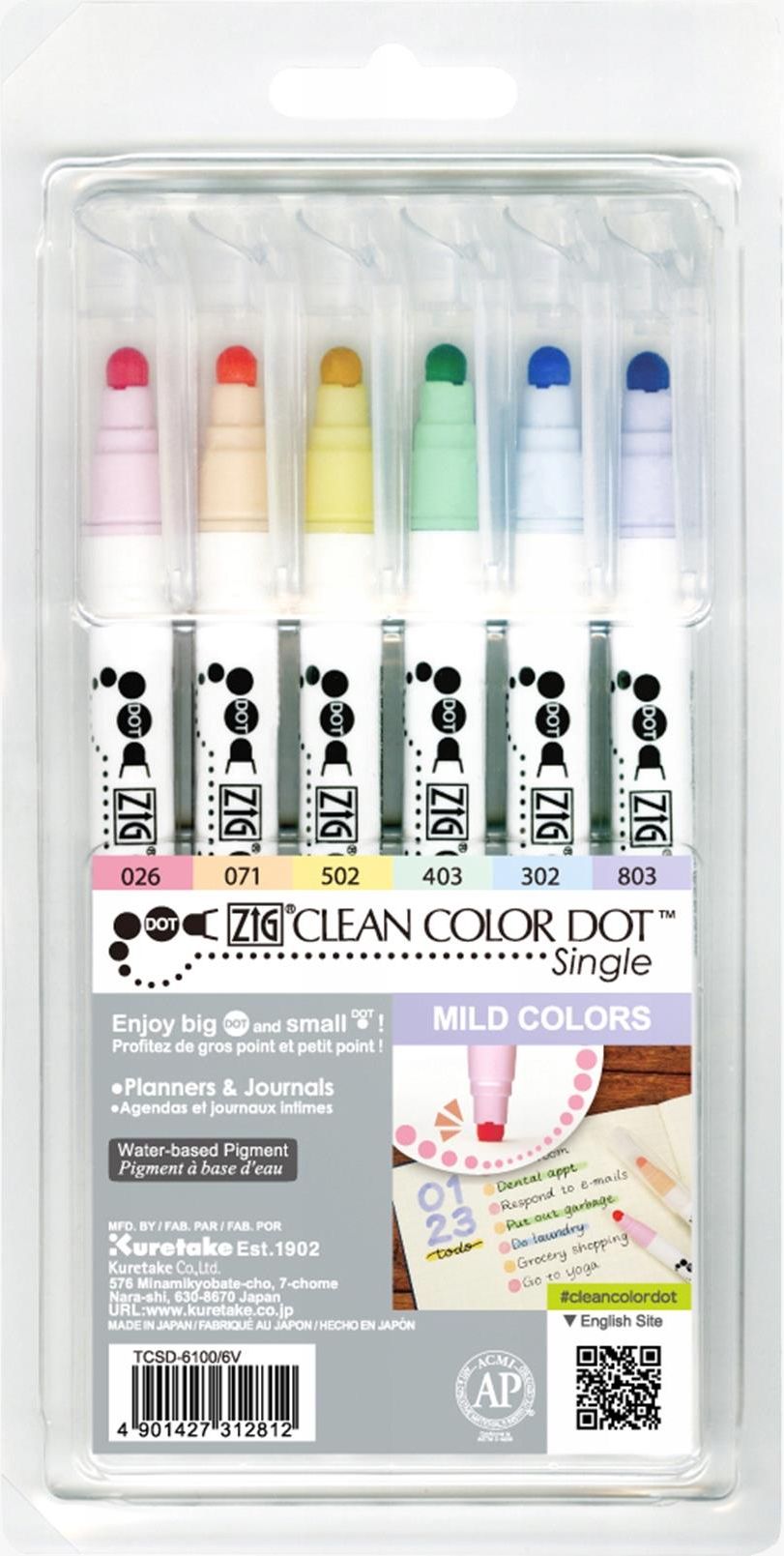 Zestaw 6 Zig Clean Color Dot (pastel colors) - Ceny i opinie - Ceneo.pl