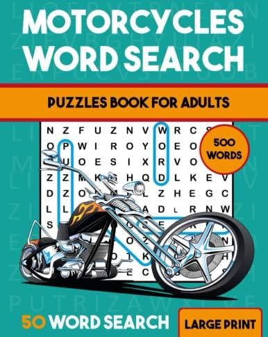 Motorcycles Word Search Puzzles Book For Adults: Motorcycle Word ...