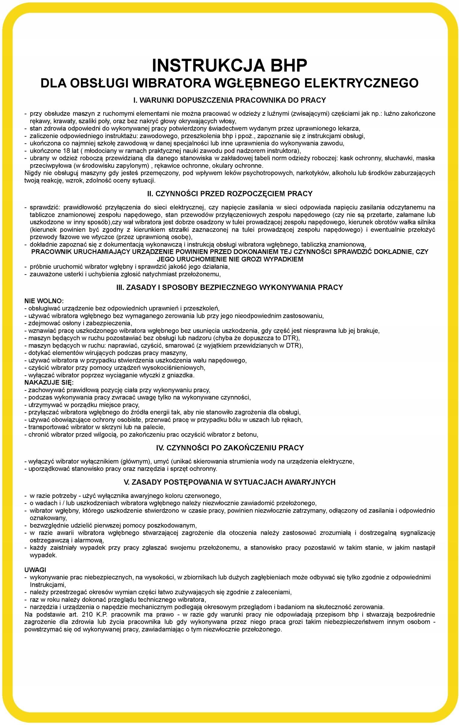 Tablica Bhp Obsługa Wibratora Wgłębnego Elektrycz. - Ceny i opinie ...