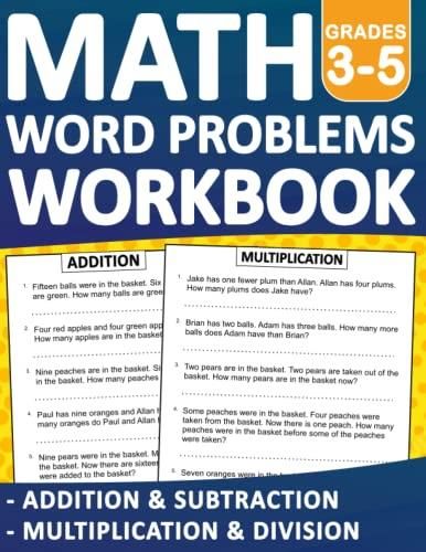 Math Word Problems Workbook For Grades 3-5 Addition,Subtraction ...