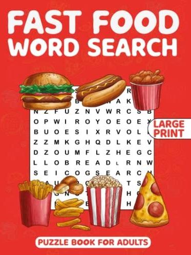Fast Food Word Search Puzzles Book For Adults: Fast Food Word ...