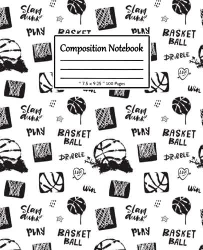 Composition Notebook: Cute Basketball, Blank Wide Ruled Paper Notebook ...