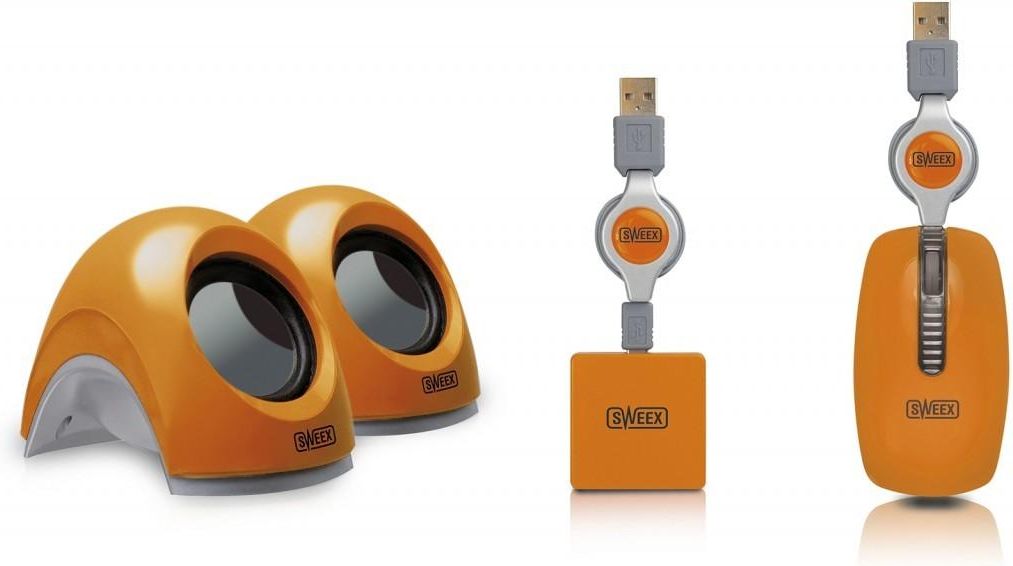 Głośniki Sweex zestaw do notebooka - głośniki, hub USB, mysz Sunset ...