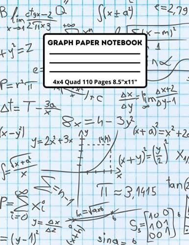 Graph Paper Notebook, 4x4 Quad 110 Pages 8.5x11: Graph Paper ...