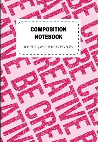 Be Creative Pink Composition Notebook, Wide Rule for Home or School ...