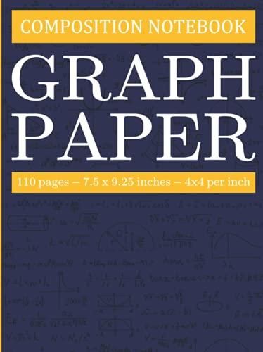 Graph Paper Composition Notebook: Pretty Math Theme Quad Ruled Notebook to Write in With 110 4x4 ...