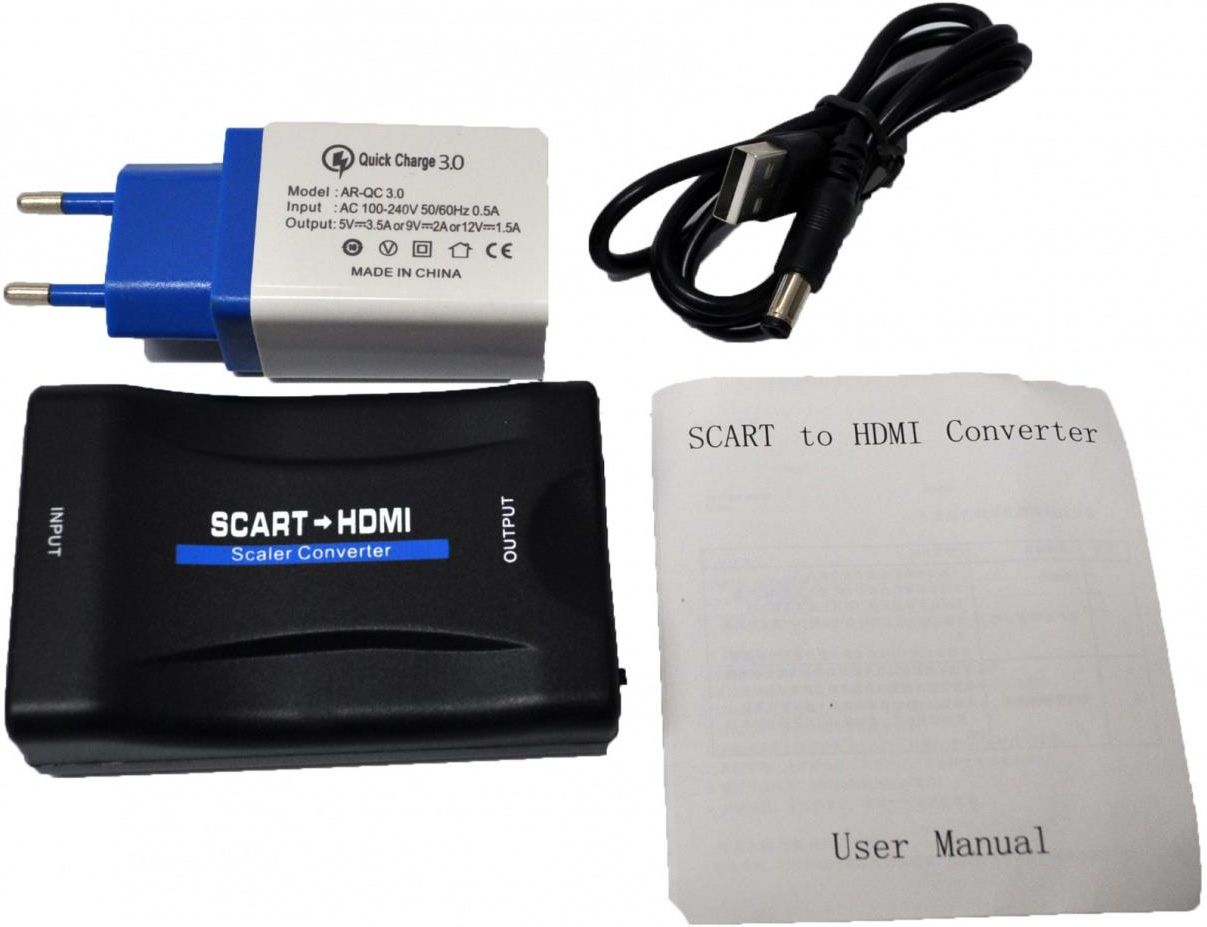 Przekaźnik audio-video KONWERTER ADAPTER SCART DO HDMI + ŁADOWARKA USB ...