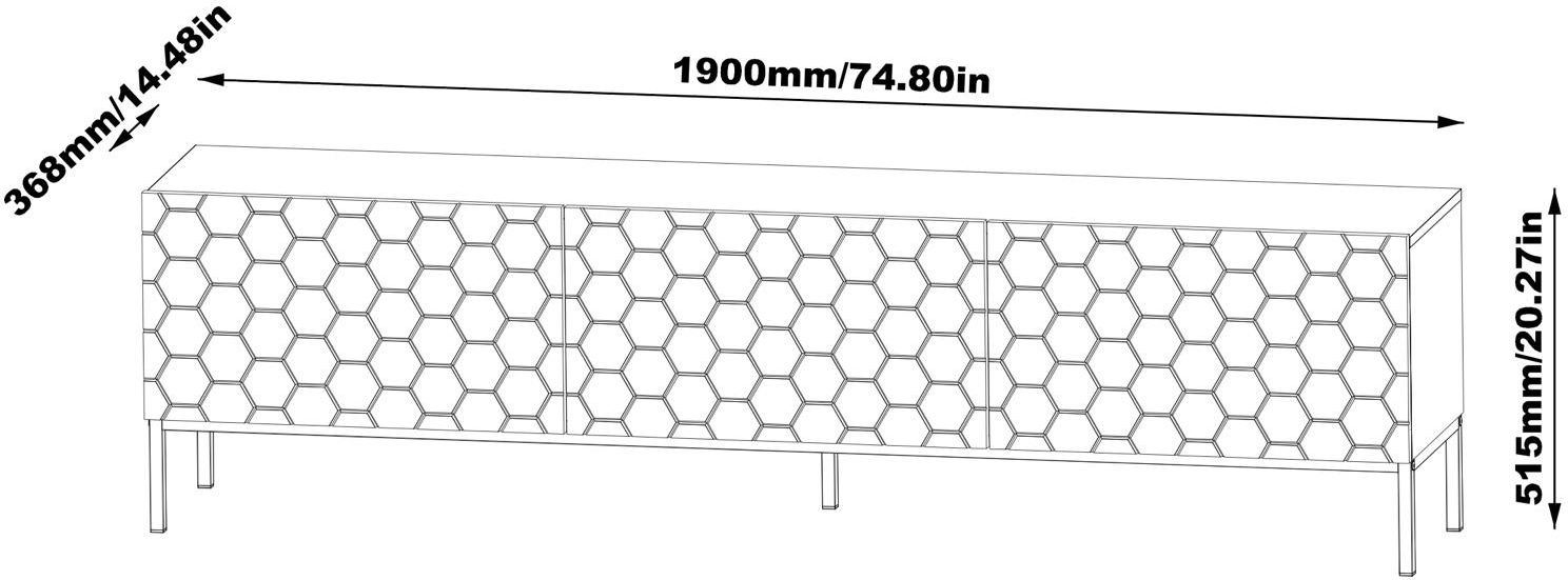 Megstyl Szafka Rtv Glamour Z Geometrycznym Wzorem Hexa 1 Biała 31642 ...