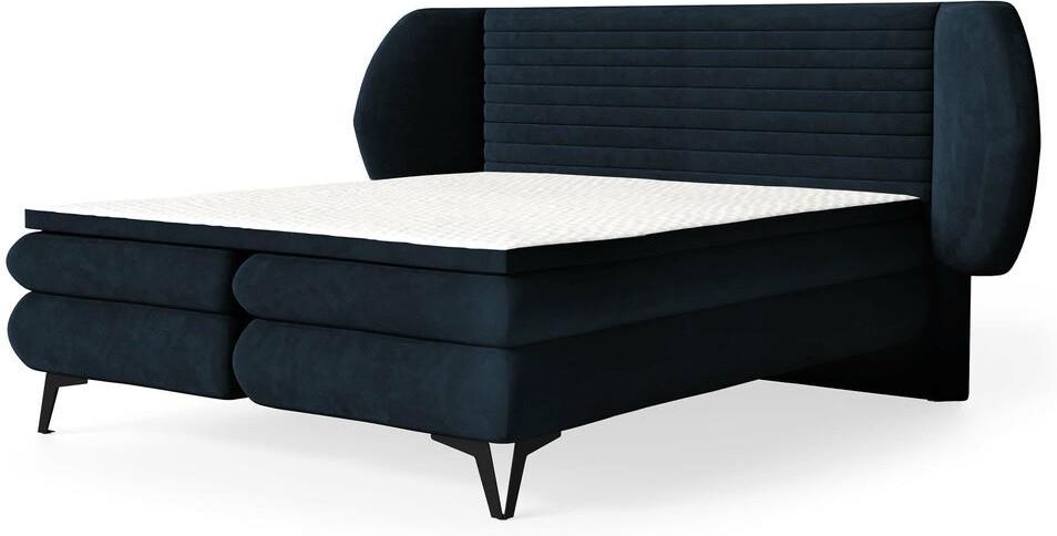 Łóżko Kontynentalne 140X200 Cm Cermone Z Pojemnikami I Topperem Poziome ...