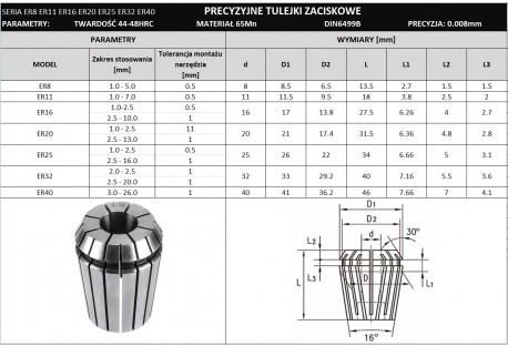 Frez do kupienia w Kamnord Tulejka Zaciskowa Er11 Fi 3,5Mm Bicie 0,008Mm Cnc Professional ...