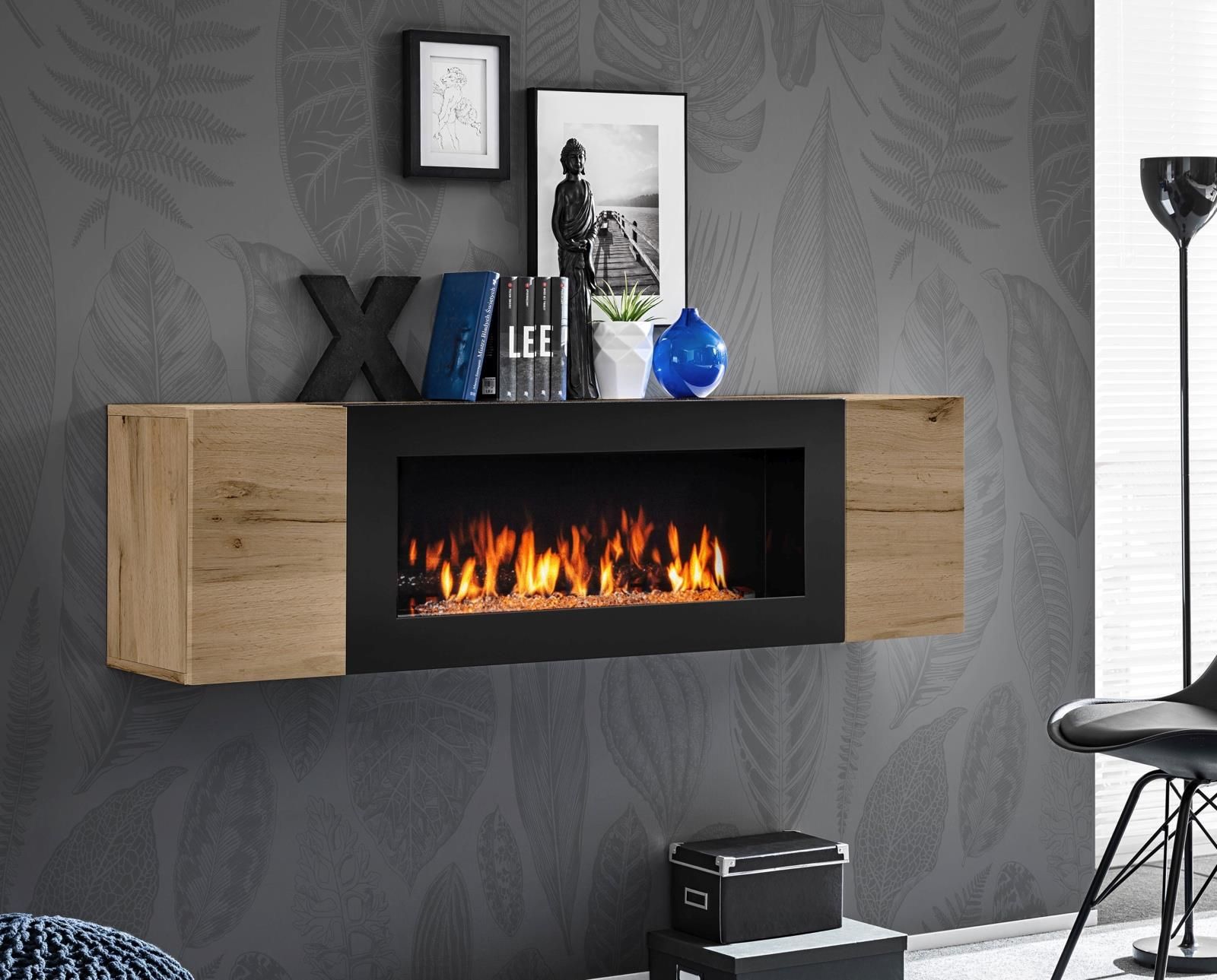 Extreme Furniture Wisząca Szafka Pokojowa Z Kominkiem Fire W Kolorze ...