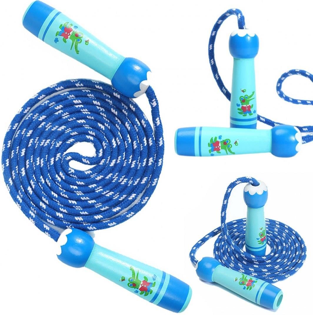 SKAKANKA SZNURKOWA DLA DZIECI DREWNIANA NIEBIESKA JHTOY-430 - Ceny i ...