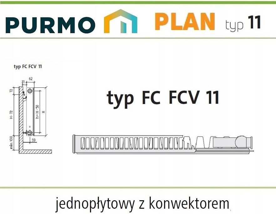 Grzejnik pokojowy Purmo Plan FC11 400x1000 - Opinie i ceny na Ceneo.pl