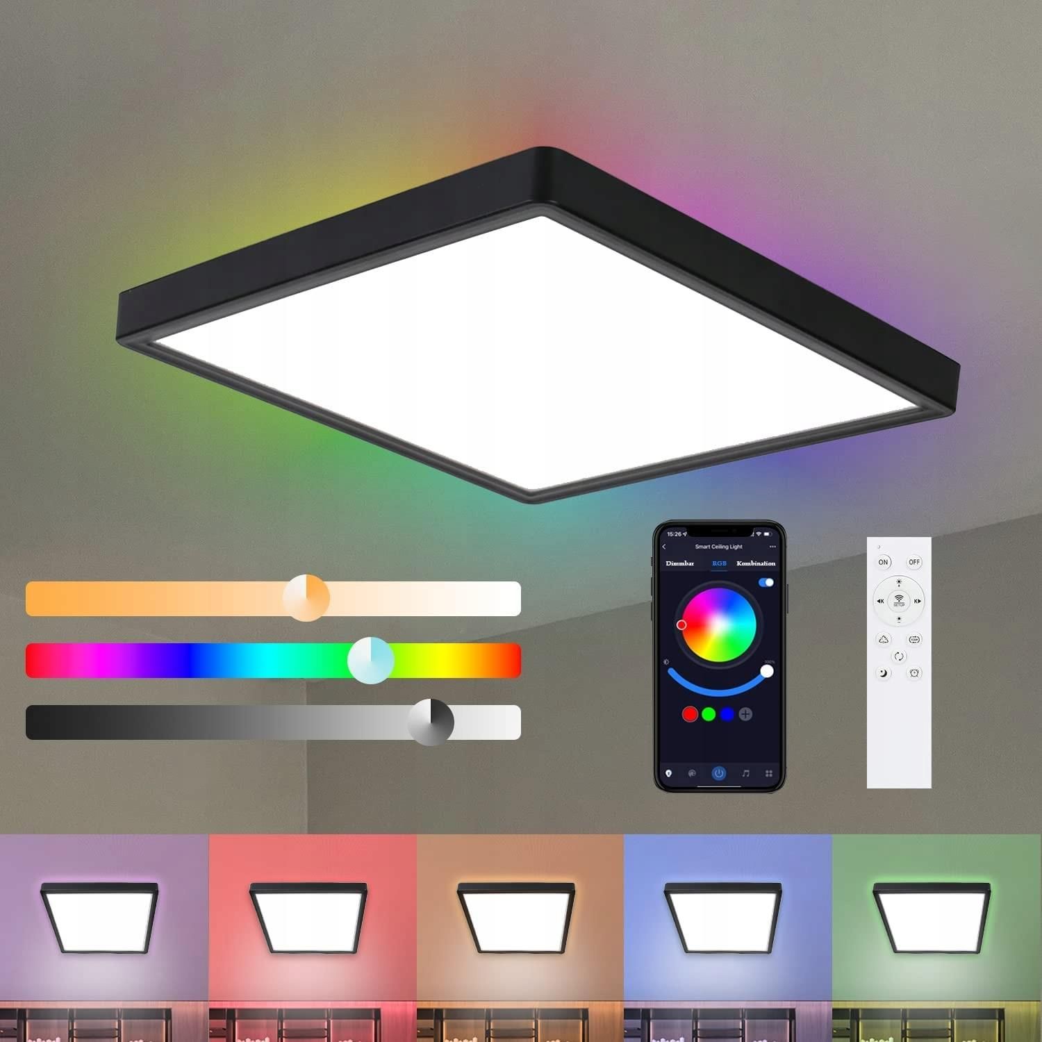 Black Square Rgb Led Lampa sufitowa App 36W (ZMH) - Opinie i atrakcyjne ...