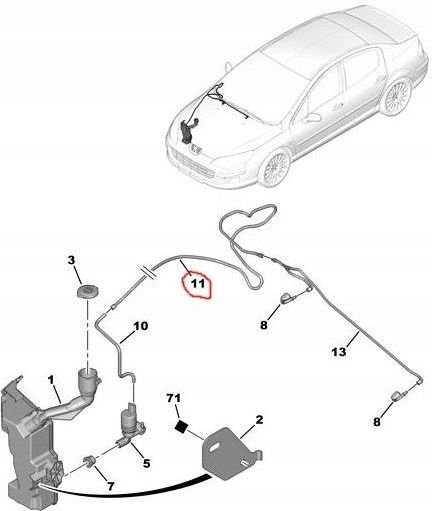 Wycieraczka samochodowa Peugeot Oe Przewód Wężyk Spryskiwacza Szyb 407 ...