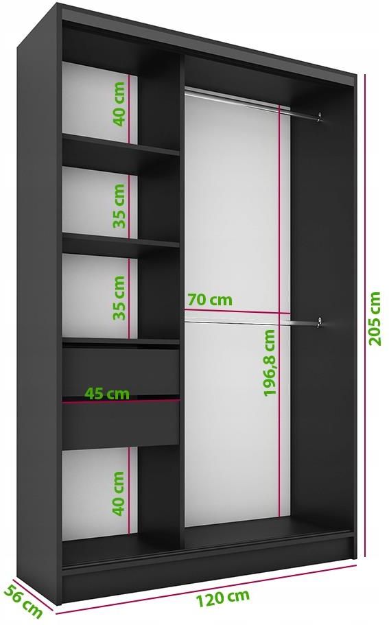 Bromarkt Szafa 120 Cm Przesuwna Z Lustrem Lamel 3D Lefkas A53Aa6Ba-B761 ...
