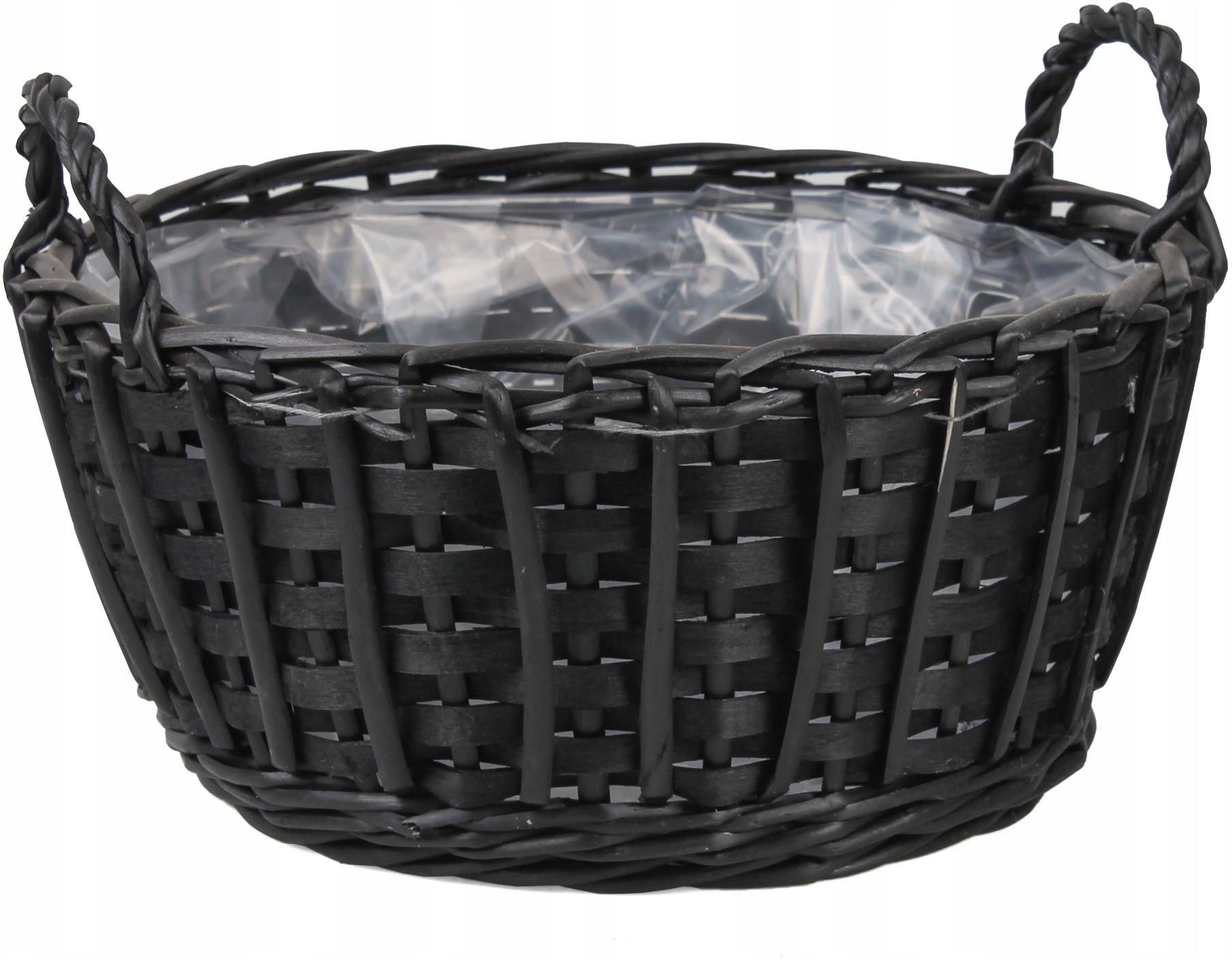 Czarny Koszyk Wiklinowy Z Folią 30X30X14/18H cm - Ceny i opinie - Ceneo.pl