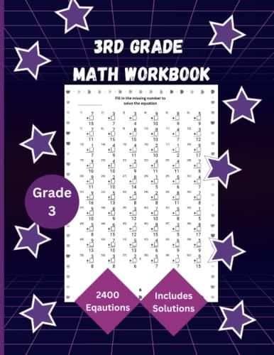 3rd Grade Math Workbook: Fill in The Missing Numbers Math Activity Book ...