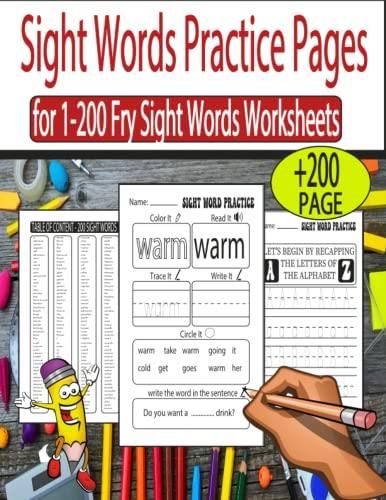 Sight Words Practice Pages for 1-200 Fry: Sight Words Worksheets for ...
