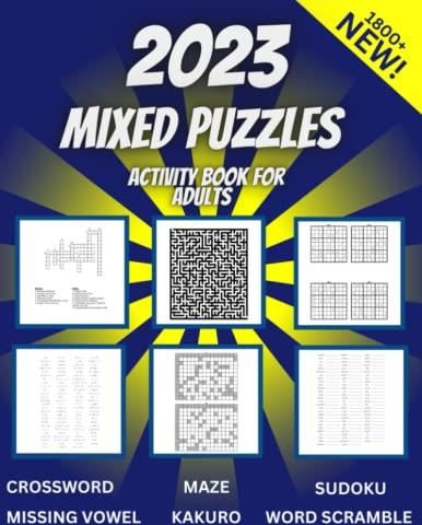 2023 Mixed Puzzle Book For Adults And Seniors , 1800+ Puzzles: Activity Book , Crossword , Maze ...