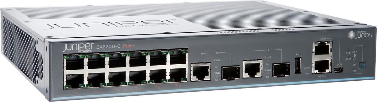 Juniper EX2200-C compact, fanless switch with 12-port 10/100/1000BASE-T ...