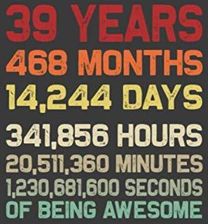 39 Years Of Being Awesome: Unique Happy Birthday Gift for 39 Years Old ...