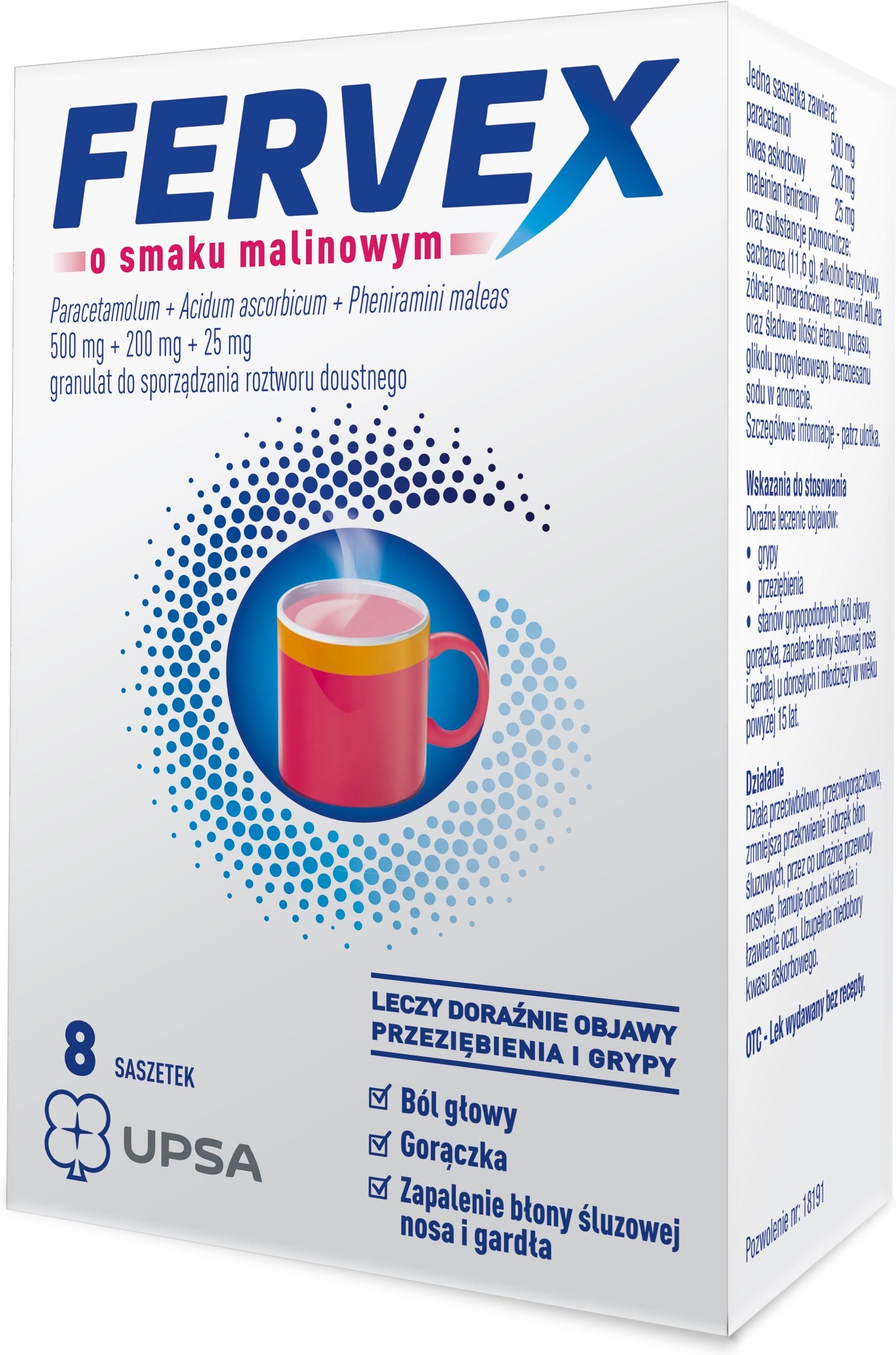 Fervex smak malinowy 8 saszetek - Opinie i ceny na Ceneo.pl