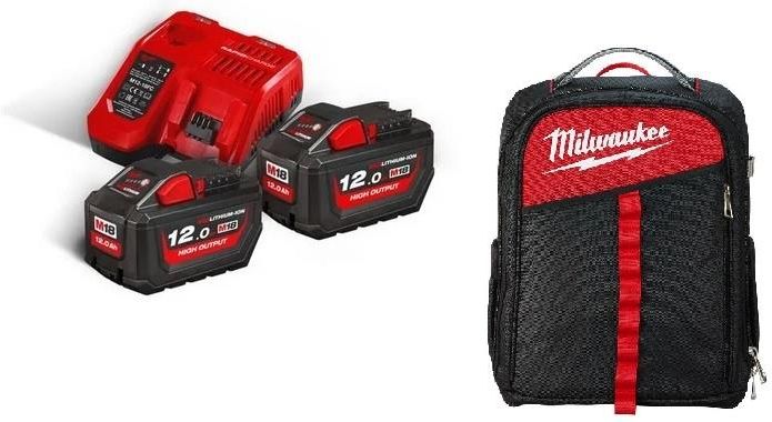Milwaukee zestaw zasilający 18V 2x12,0Ah Li-Ion M18B12 z ładowarką M12 ...